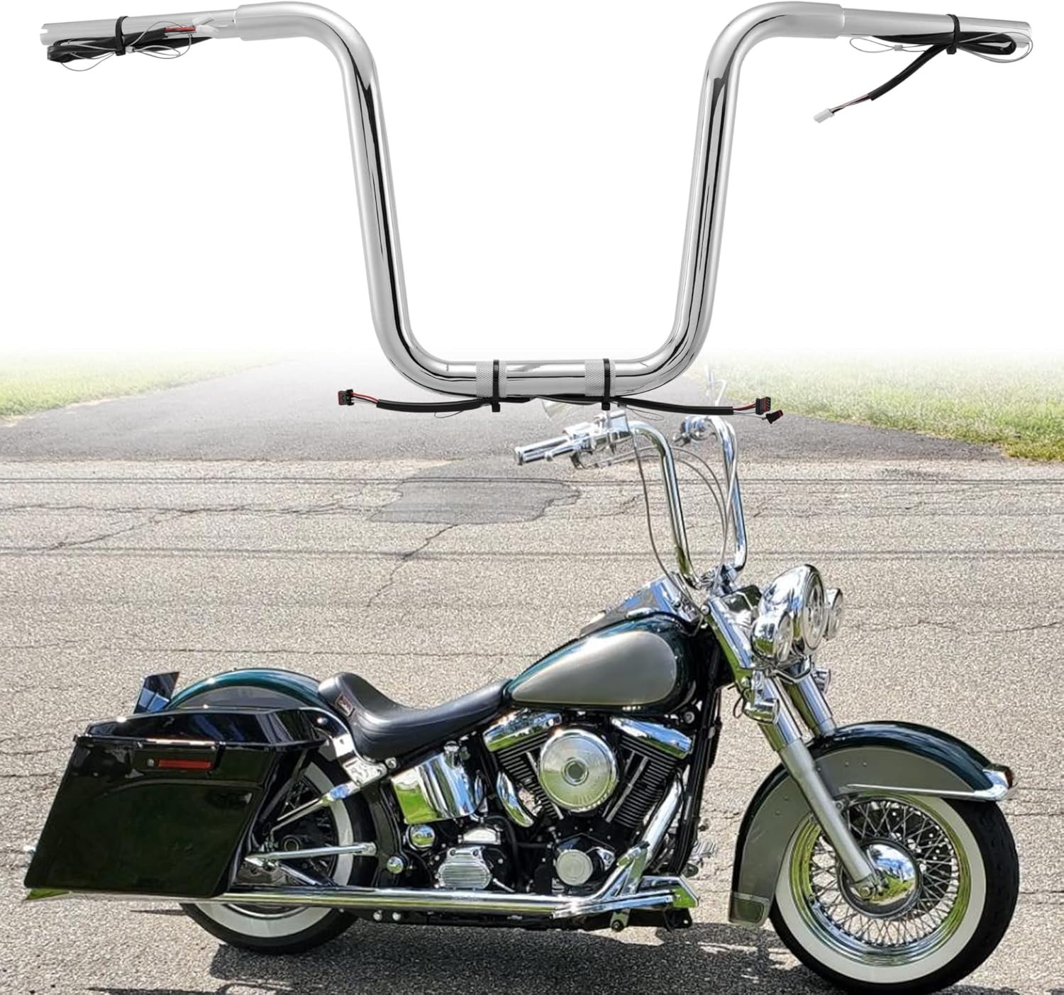 Amazon.com: TIGERSGATE PRE-WIRED 12" Rise Road King Special Handlebars 1 1/4" Fat Ape Hangers ...