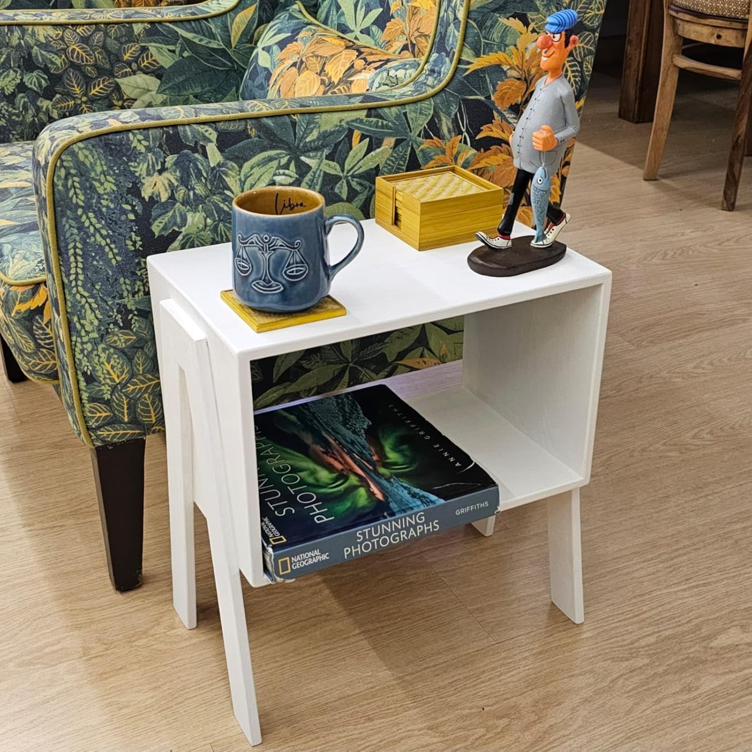 BARISH - Side Table Stackable | Wooden Side Table Book Rack Shelf for ...