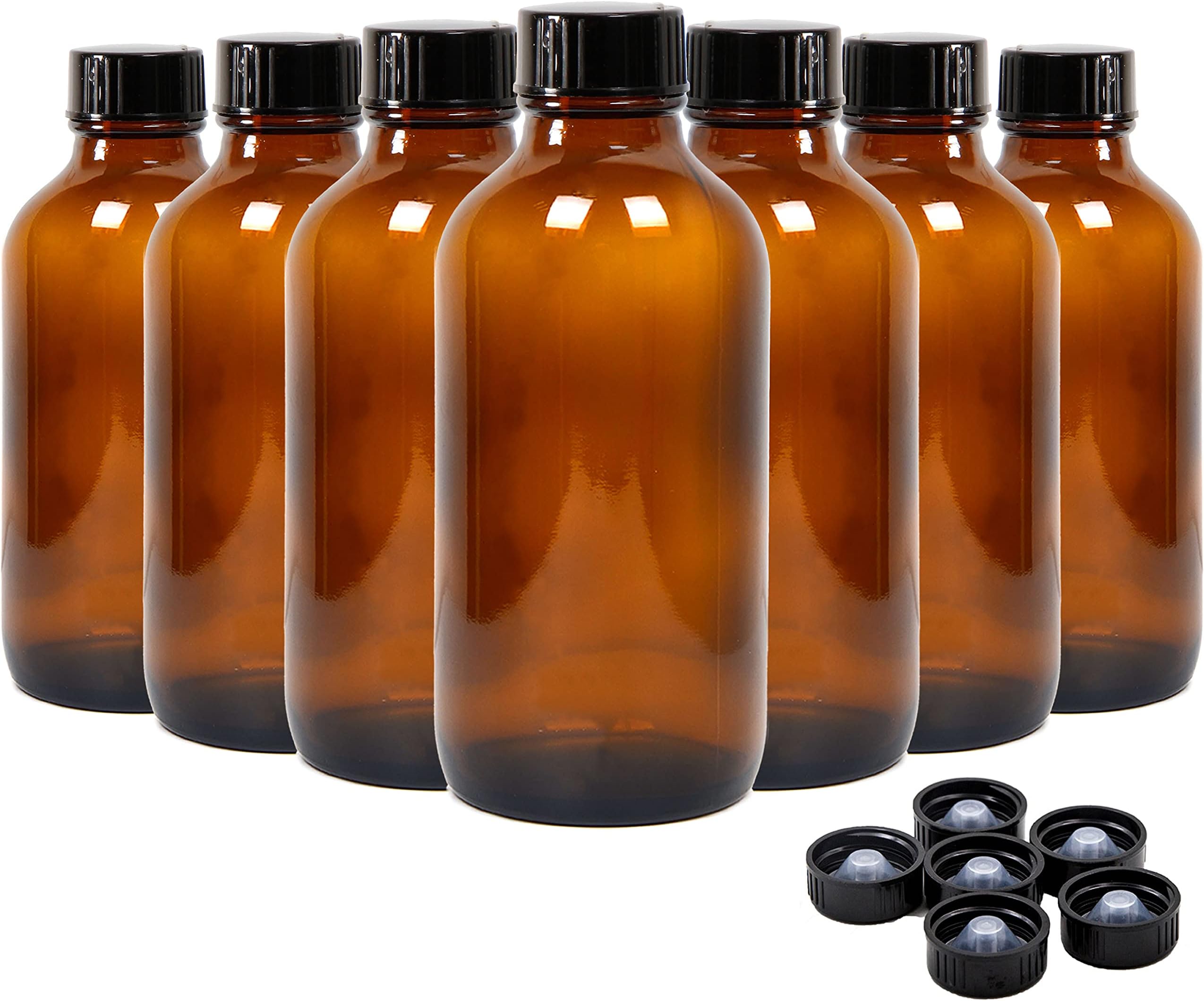 100ml AMBER GLASS Bottles with BLACK Lids - PACK of 4 : Amazon.co.uk ...