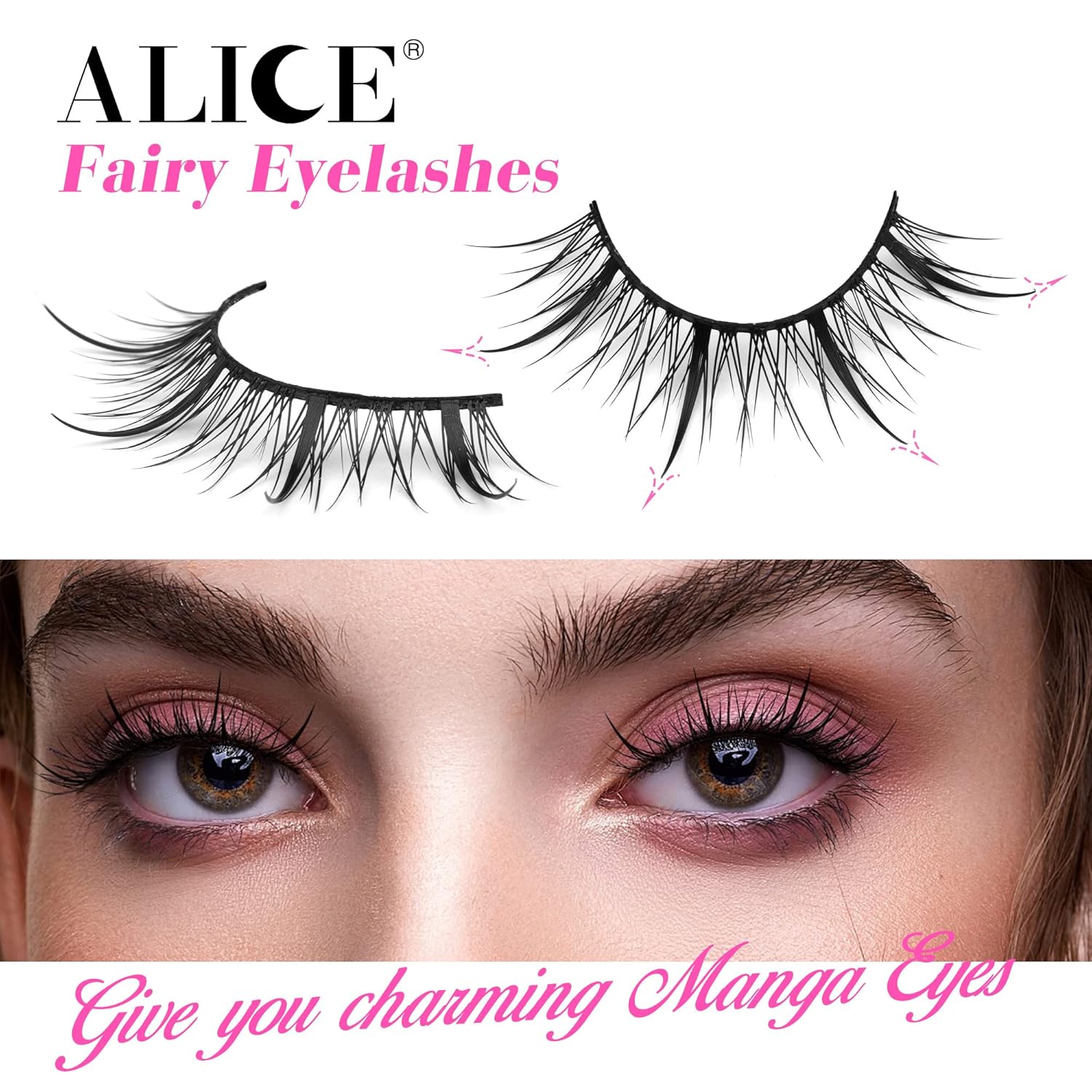 Buy ALICE False Eyelashes Natural Look Fairy Manga Lashes Spiky Korean ...