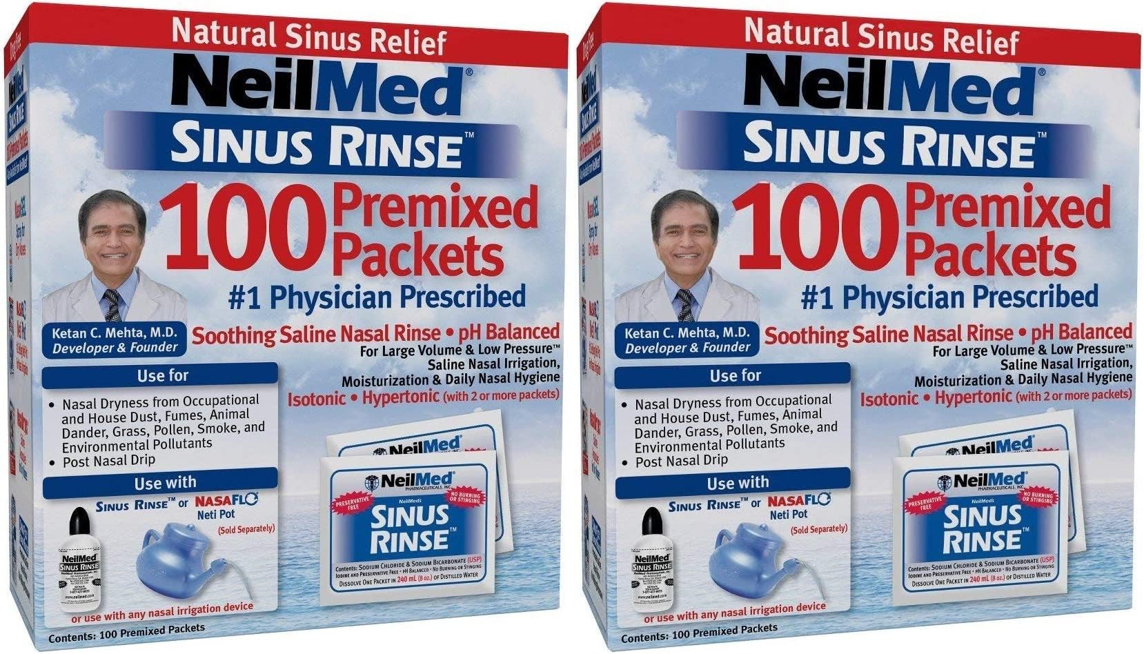 Amazon.com: NeilMed Sinus Rinse Refill Packets, 100 Ct (Package May ...