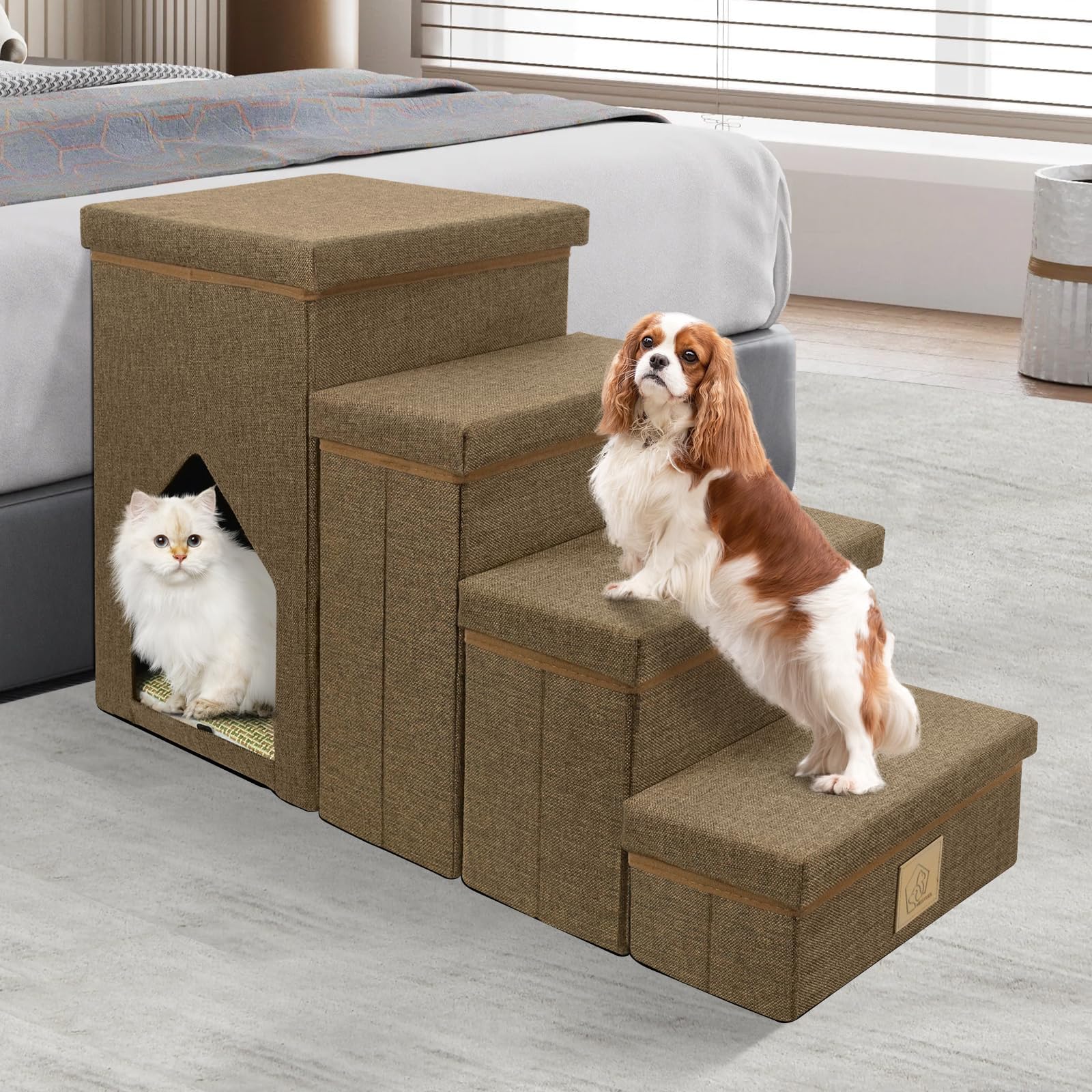 Amazon.com : 19-Inch Folding Pet Steps Stairs for High Beds,Foldable ...