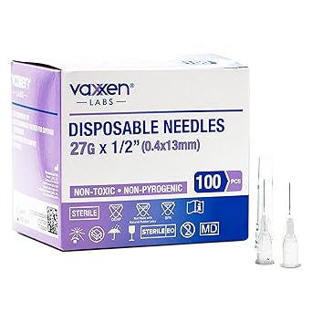 Amazon.com: Vaxxen Labs Disposable 27G x 1/2" Luer Lock (Box of 100) : Industrial & Scientific