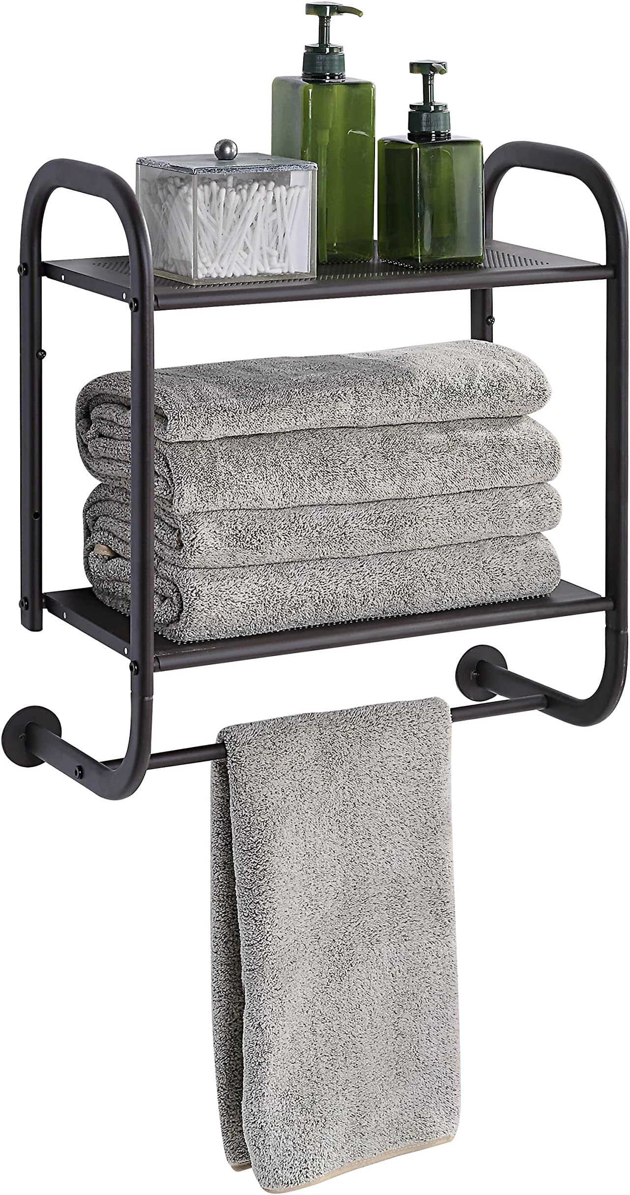 Amazon.com: Black Towel Shelves,Towel Shelf Bathroom,Towel Rack with ...