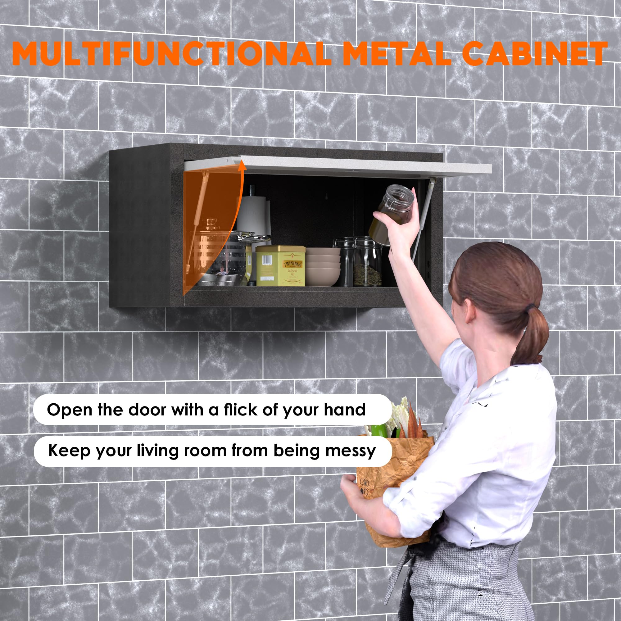 Snapklik.com : GangMei Metal Wall Storage Cabinet, Small Kitchen Wall ...