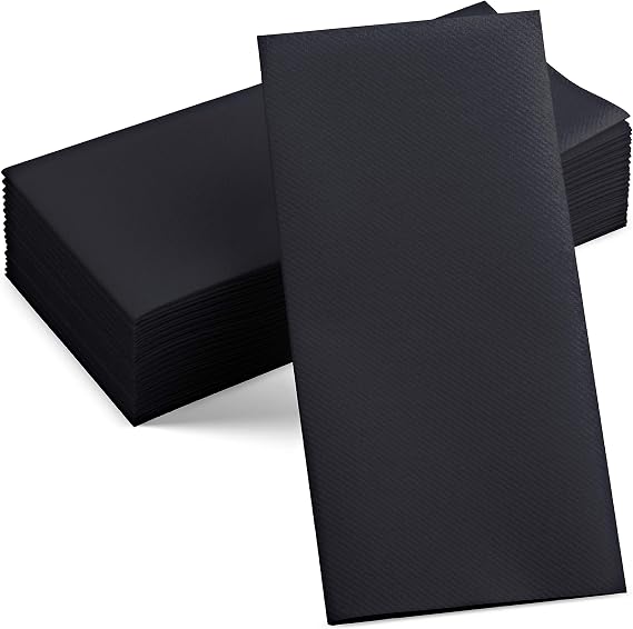 Amazon.com: 100 Linen-Feel Black Paper Napkins - Decorative Cloth-Like ...