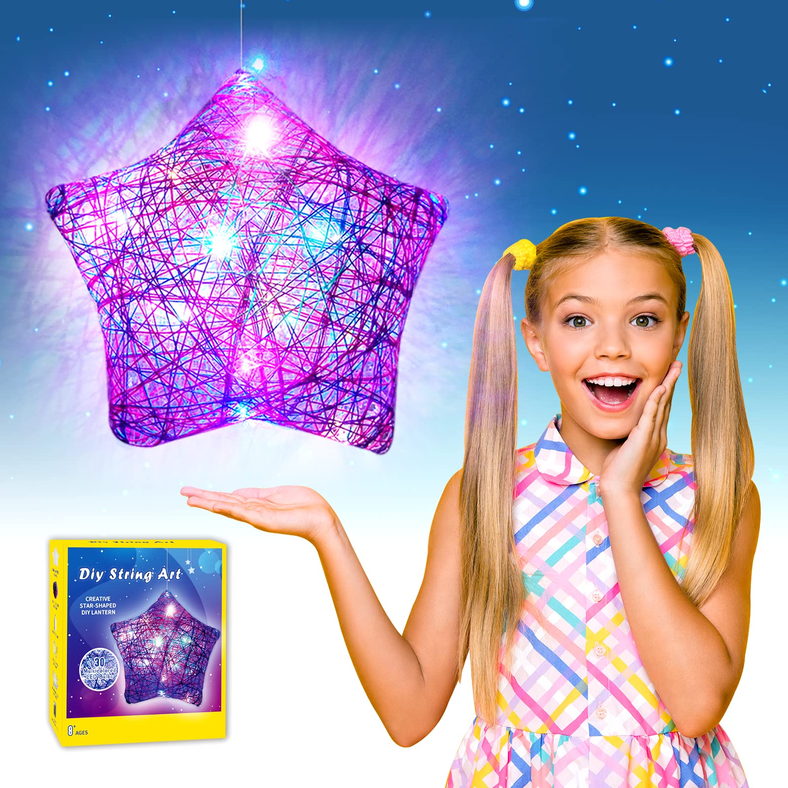 Buy luvinkiddoll 3D String Art Crafts for Kids DIY LED Star Lantern ...