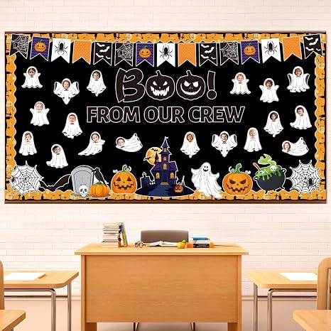 Amazon.com: 83Pcs Halloween Bulletin Board Decorations, DIY Ghost Photo ...