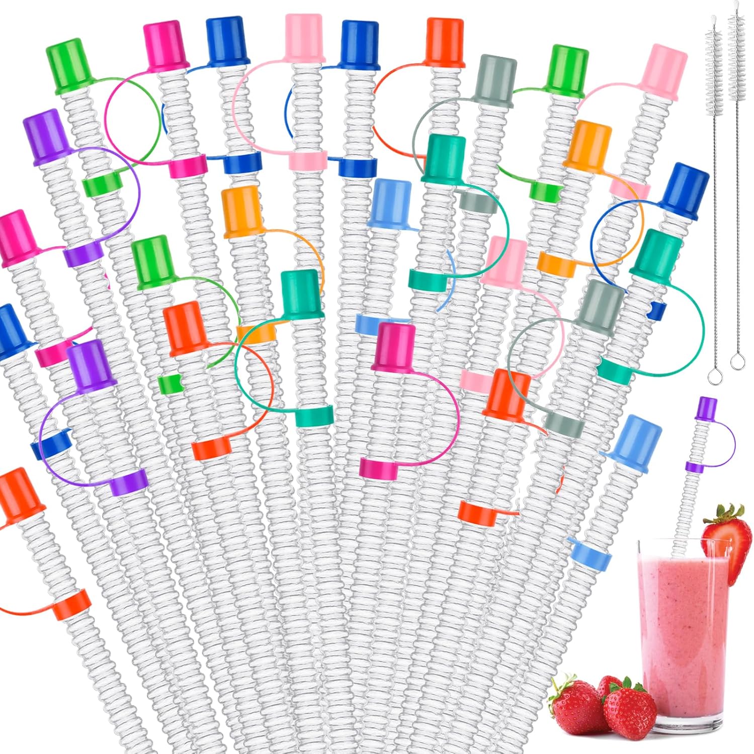Amazon.com: Supkiir 50 Pack Bendy Straws with Straw Tips Cover, 11” Flexible Straws Reusable ...