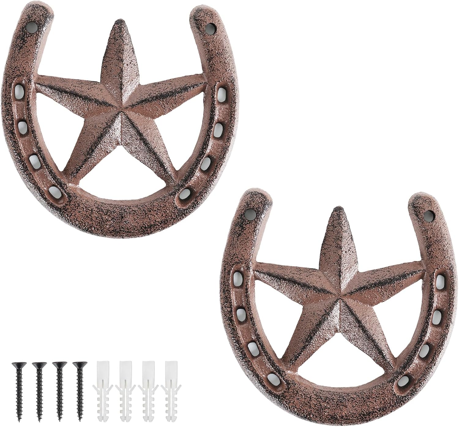 Amazon.com: Parceria 2 PCS Cast Iron Horseshoe with Star Wall Decor ...