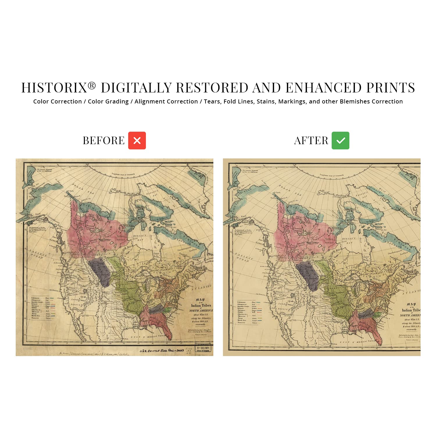 Snapklik.com : HISTORIX Vintage 1836 Native American History Map