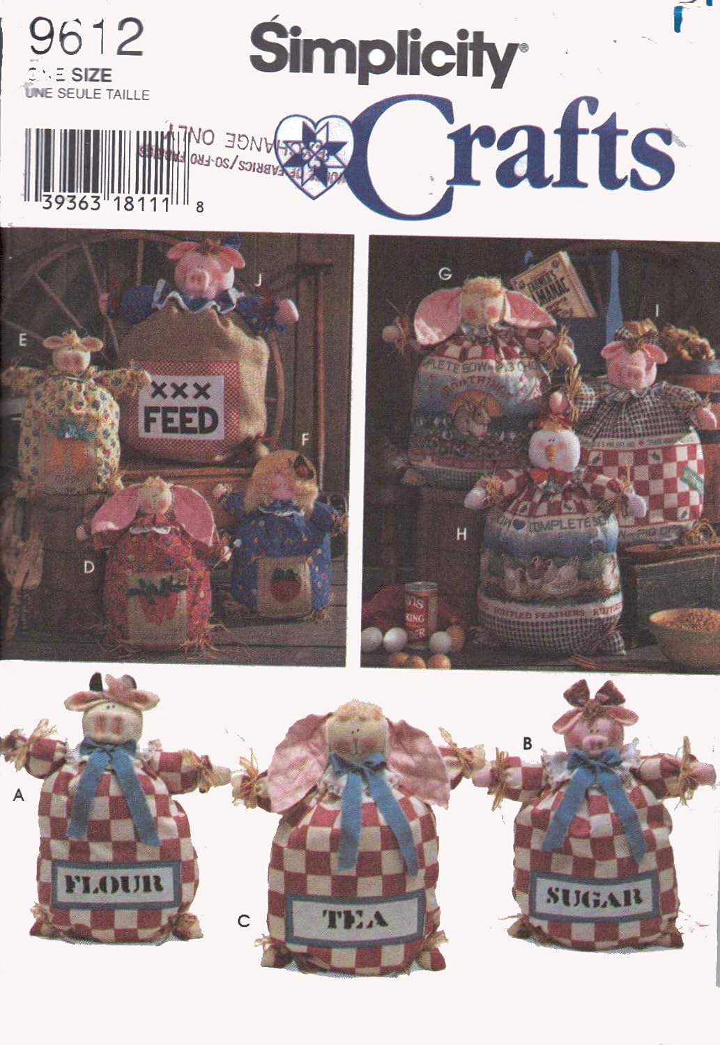 Amazon.com: Simplicity Crafts Pattern 9612 (Feed Sack Dolls) : Arts ...