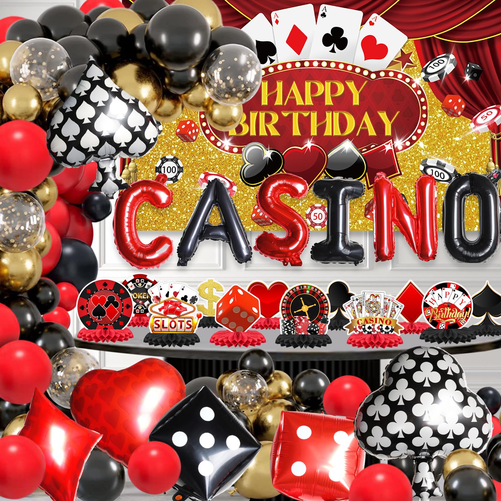 Amazon.com: 173 Pieces Casino Theme Party Decor Casino Night Party ...