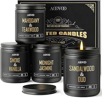 Amazon.com: AOOVOO Scented Candles for Men - 4 Pack Candles for Home Scented, 36oz Soy Wax, 200 ...