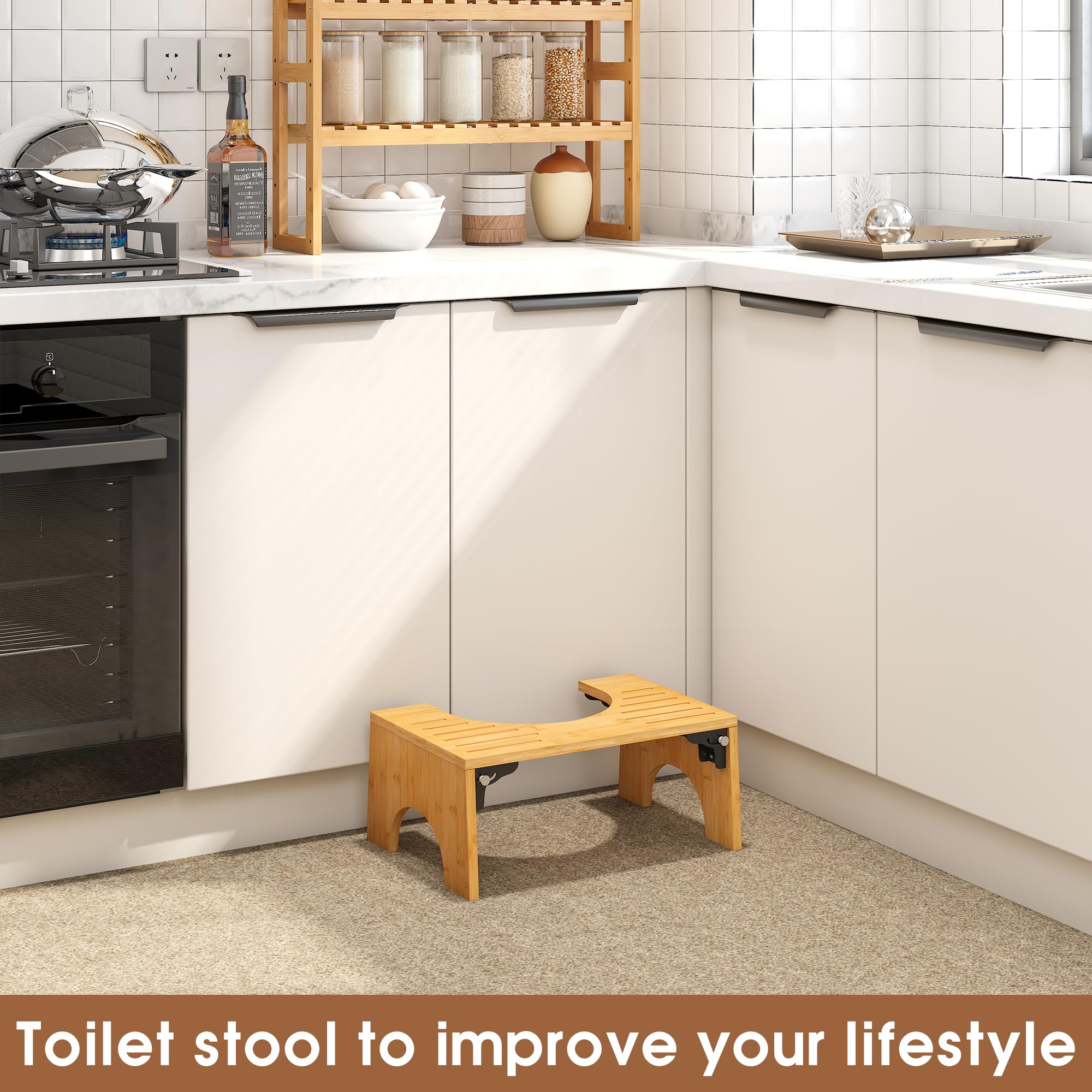 FILWH 7.3 Inches Folding Toilet Stool for Bathroom Squatting Toilet ...