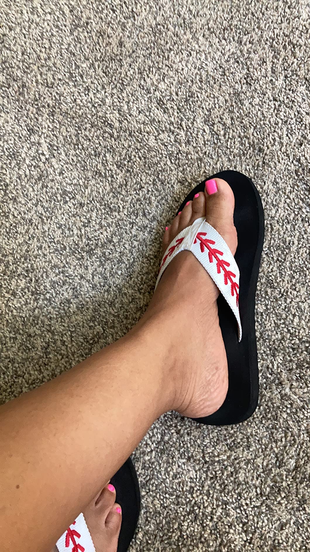 Amazon.com | Cocomo Soul Baseball Flip Flops | Embroidered Baseball ...