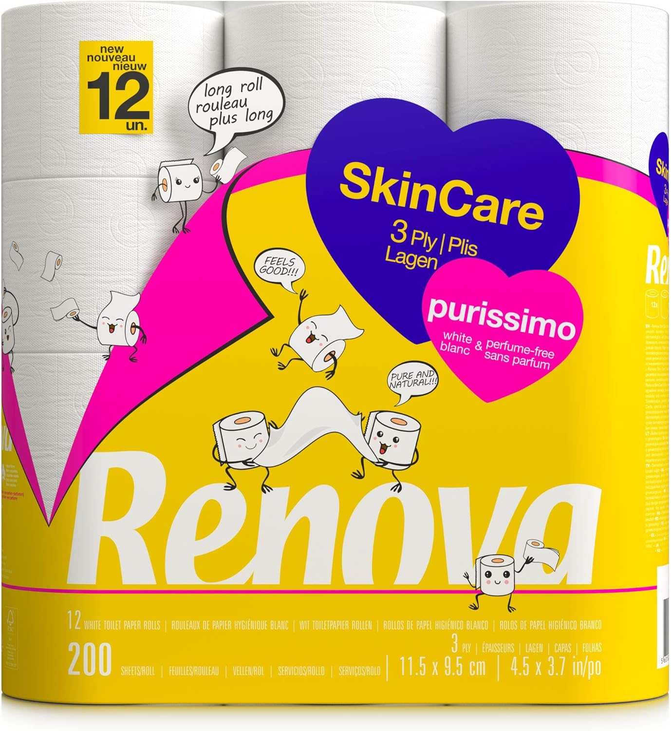 Renova Skin Care Purissimo Toilet Paper – 12 Rolls Pure White : Amazon ...