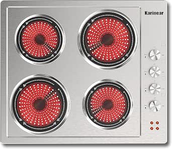Stainless Steel Ceramic Hob，Karinear 4 Zone Knob Ceramic Electric Hob ...