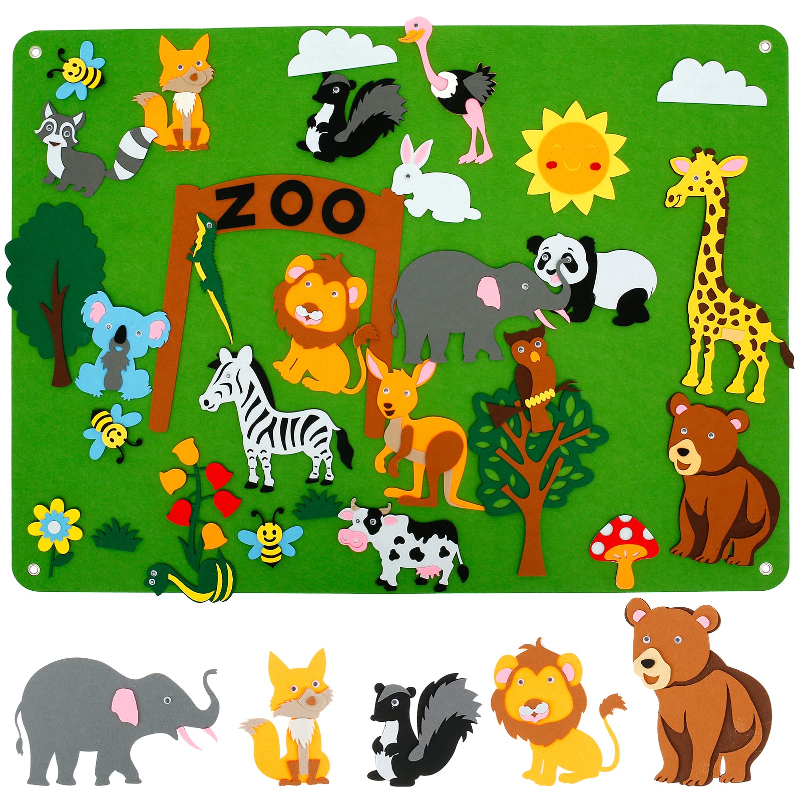 Muross 3.5Ft Children's Teaching Felt Board, Fuzzy Felt Farm Animals ...