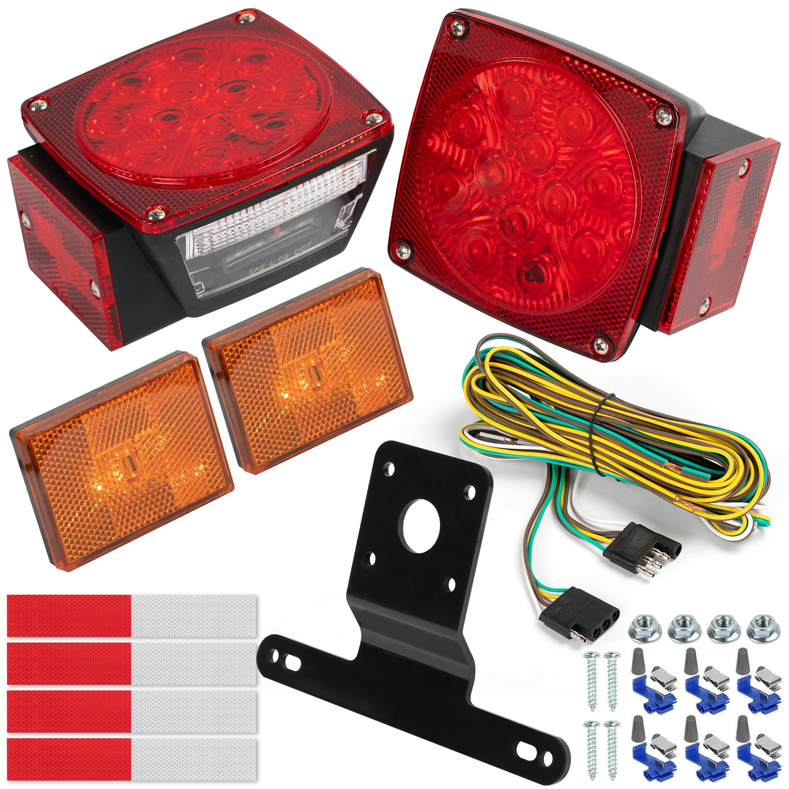 Utility Trailer Light Kits LED Round Trailer Light Kit Red 4 Inch