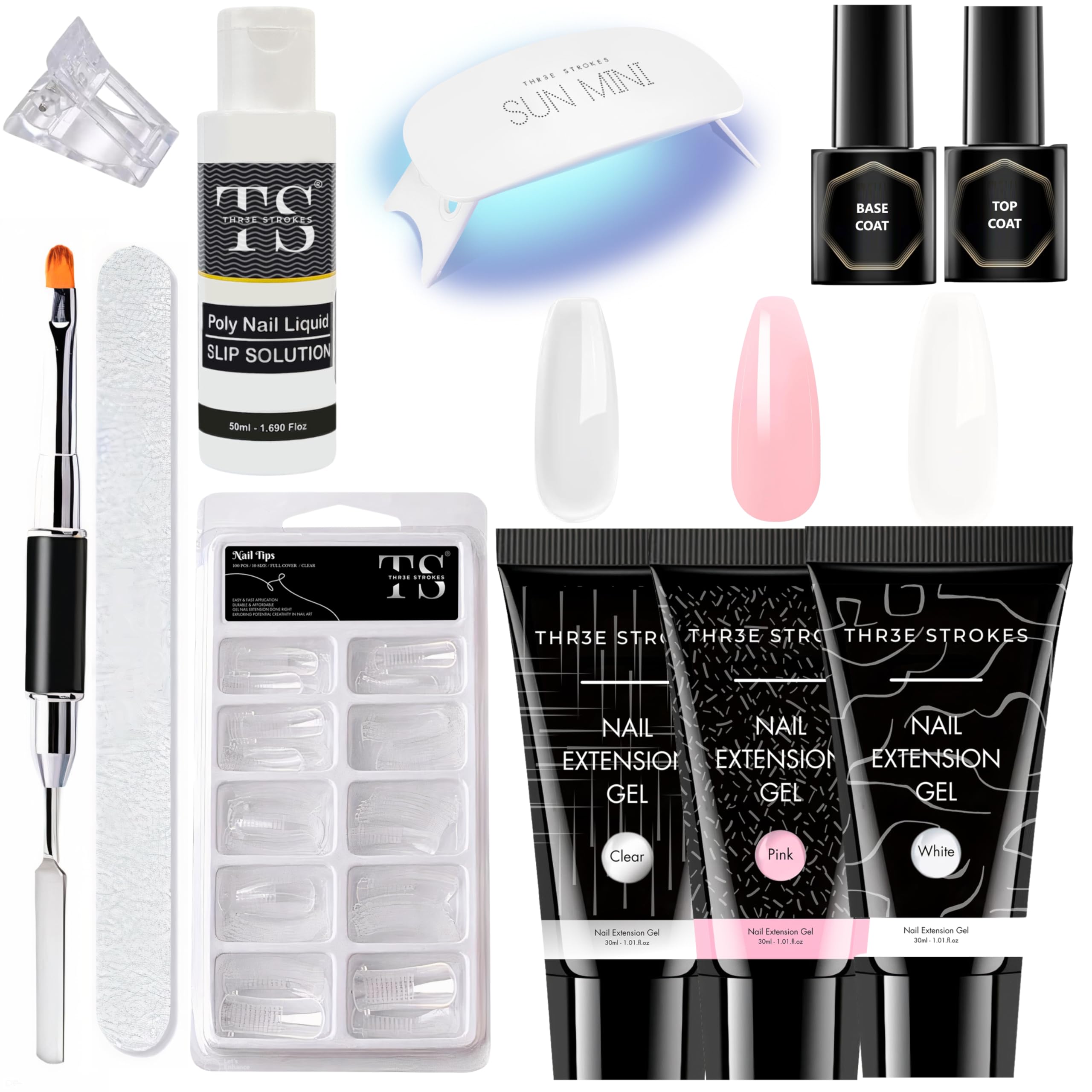 Buy THR3E STROKES Poly Nail Gel Extension Kit for Builder Gel UV Nail ...