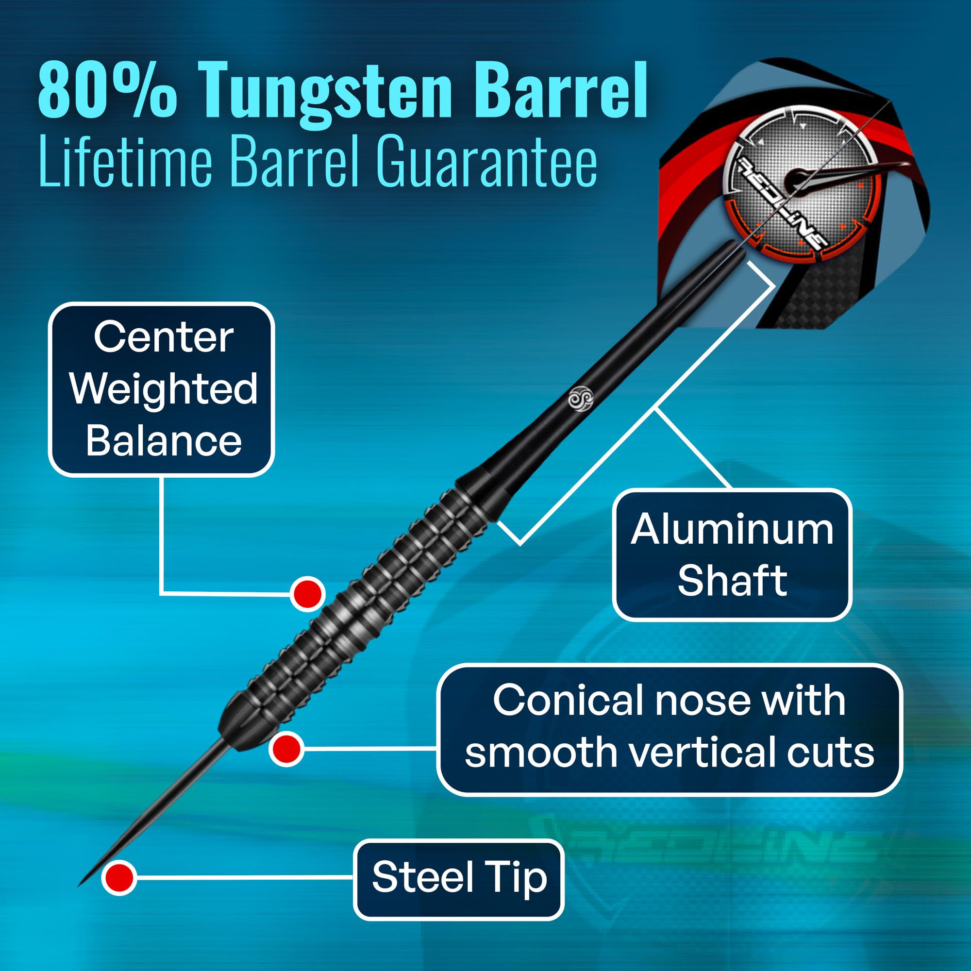 Shot! Darts Redline BLAZ3D Steel Tip Dart Set Front Weighted 80% ...