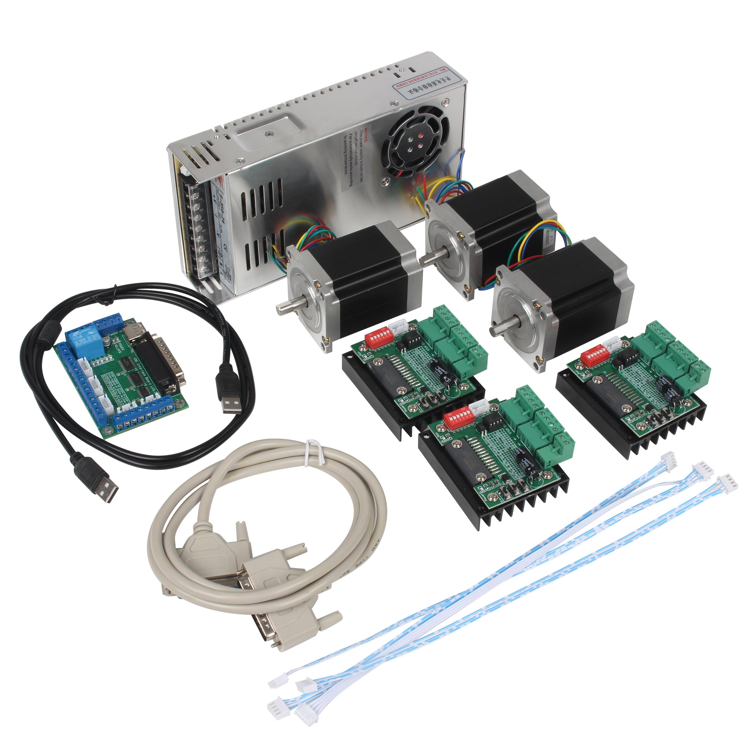 Buy RATTMMOTOR3 Axis CNC Kit Nema23 Stepper Motor Dual Shaft 270oz.in 76mm 3A+MD430 Driver+5 ...