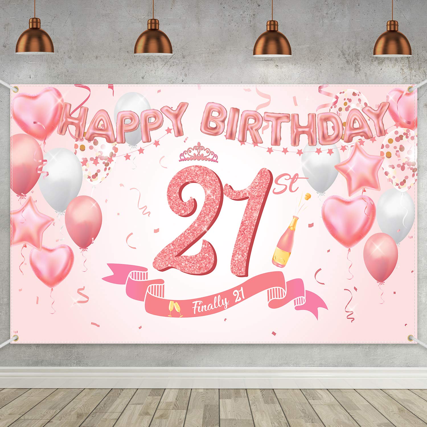 Buy 21st Birthday Rose Gold Party Decoration, Extra Large Fabric Rose ...