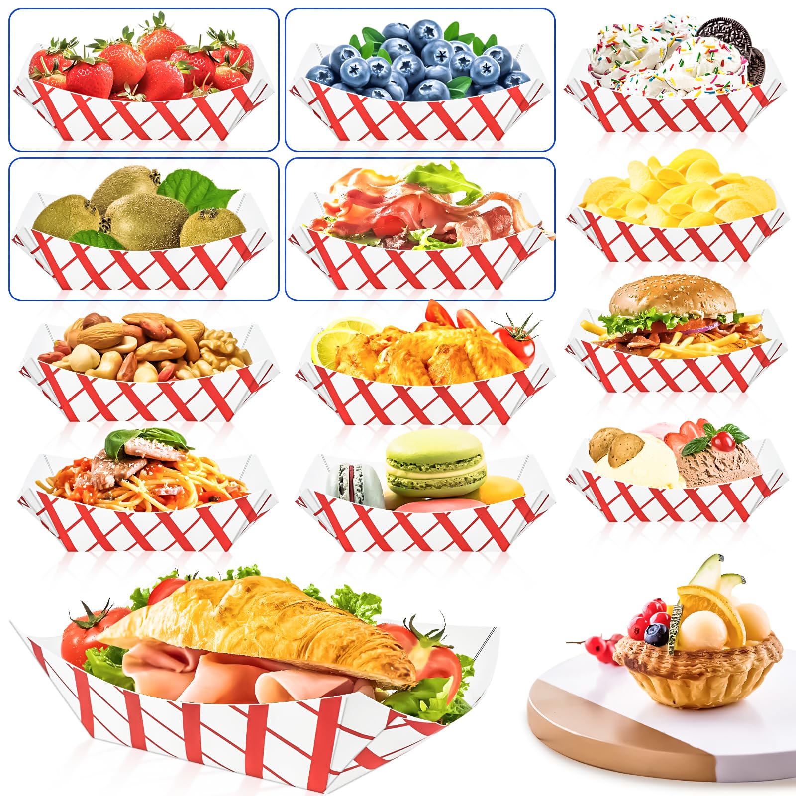 Snapklik.com : MotBach 120 Pack 2Lb Paper Food Boat Trays Disposable ...