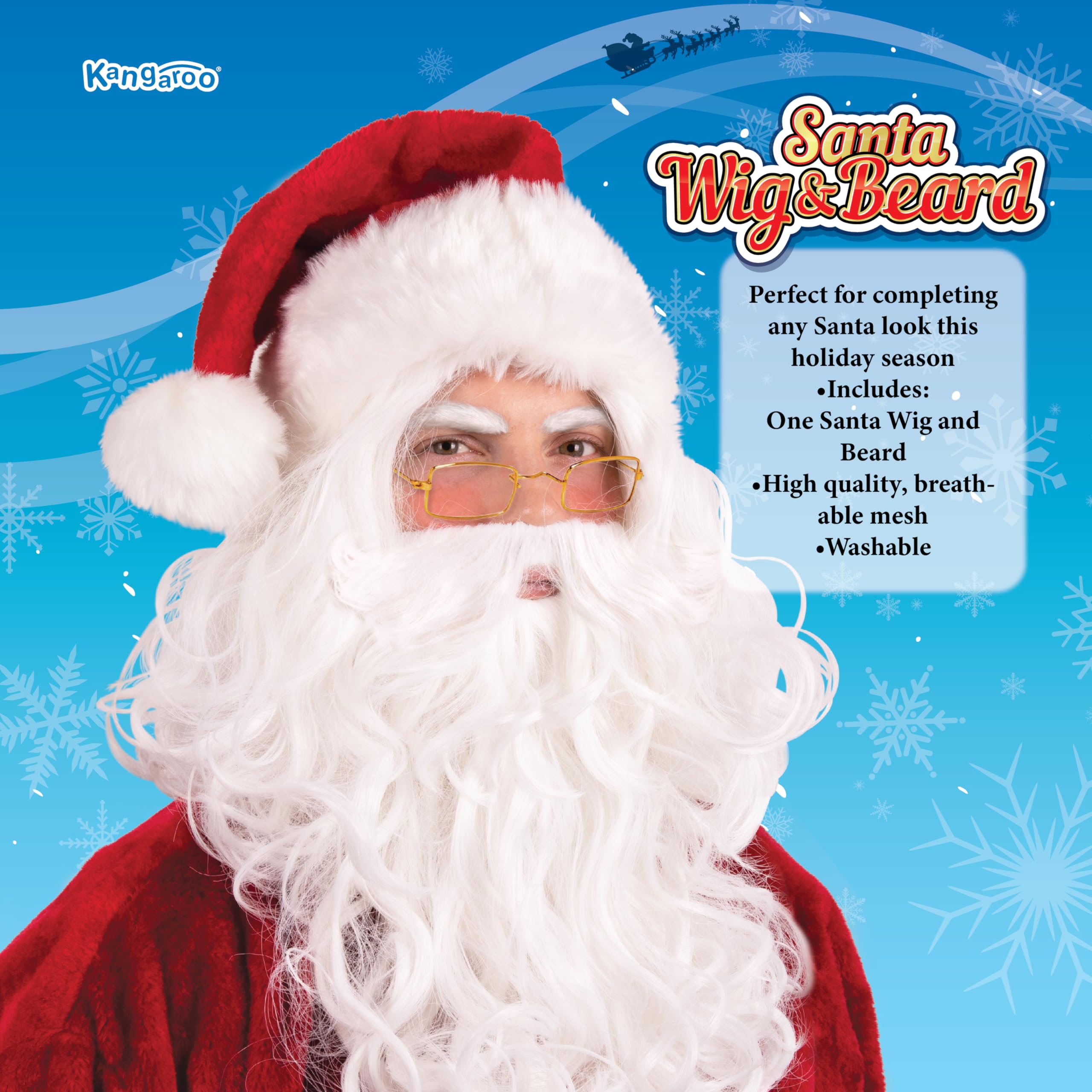 Snapklik.com : Kangaroo Santa White Beard And Wig Set For Adults Soft ...