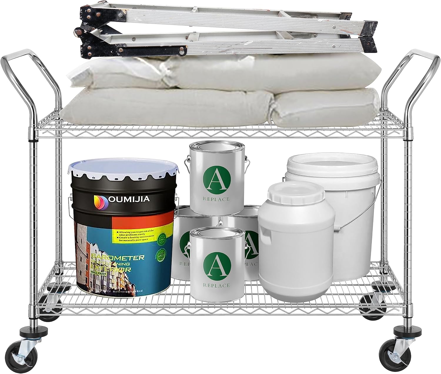 Finnhomy Carro rodante de grado comercial de 2 niveles, Carro ...