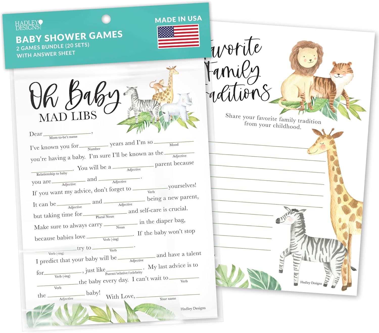 Amazon.com: Hadley Designs Hilarious Baby Shower Games Set – 20 Double ...