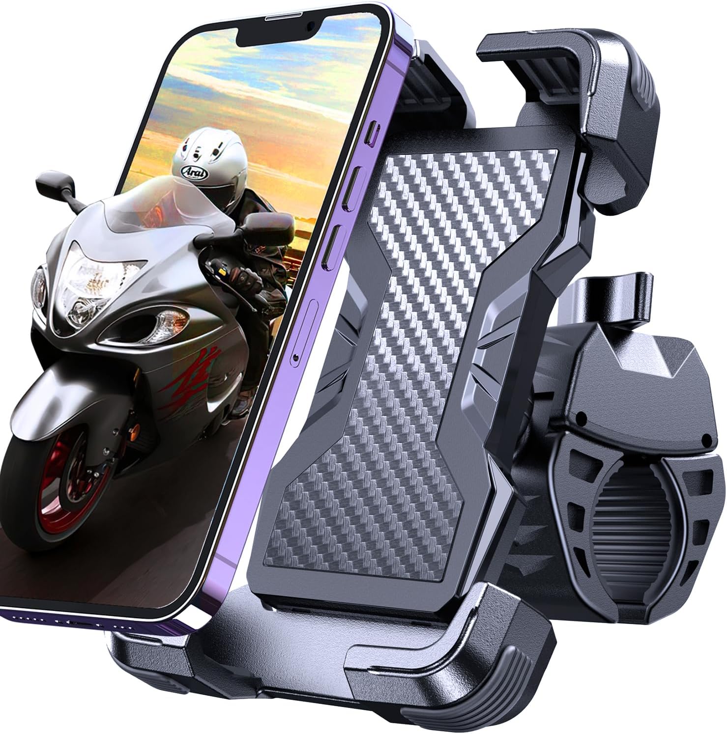 Amazon.com: Beneassi Motorcycle Phone Mount, [0 Rattling Noise] Bike ...
