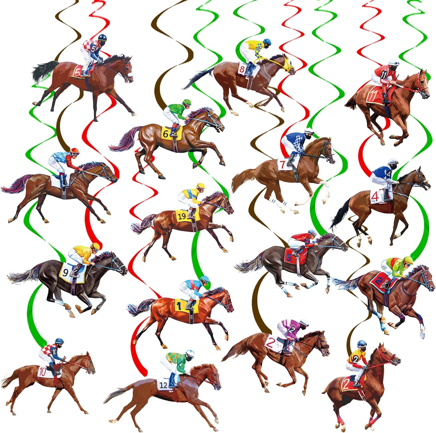 Amazon.com: Horse Racing Hanging Swirls 20PCS Derby Day Hanging ...
