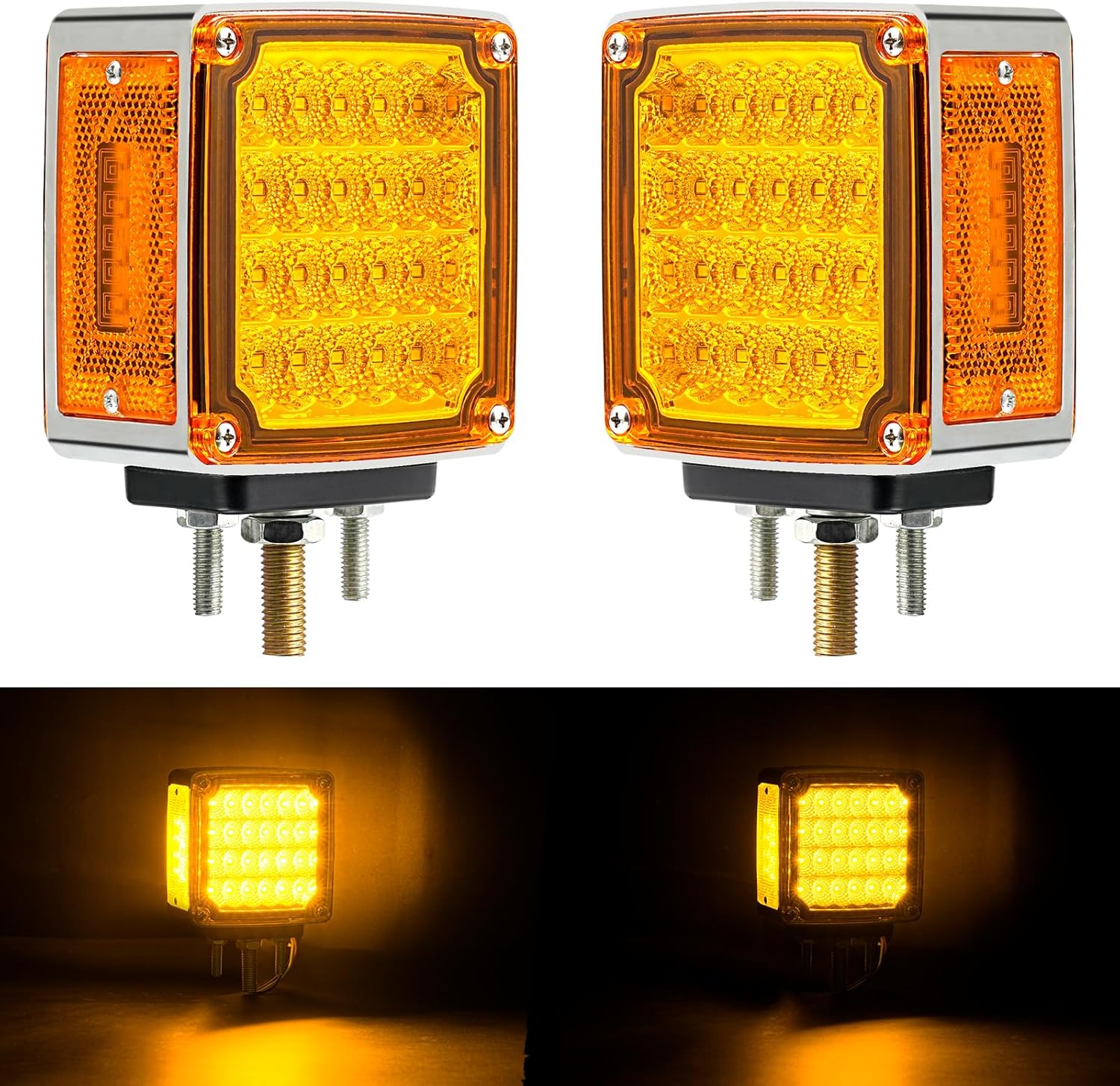 Amazon.com: PVerandio 60 LEDs Fender Pedestal Lights Amber/Amber Double ...