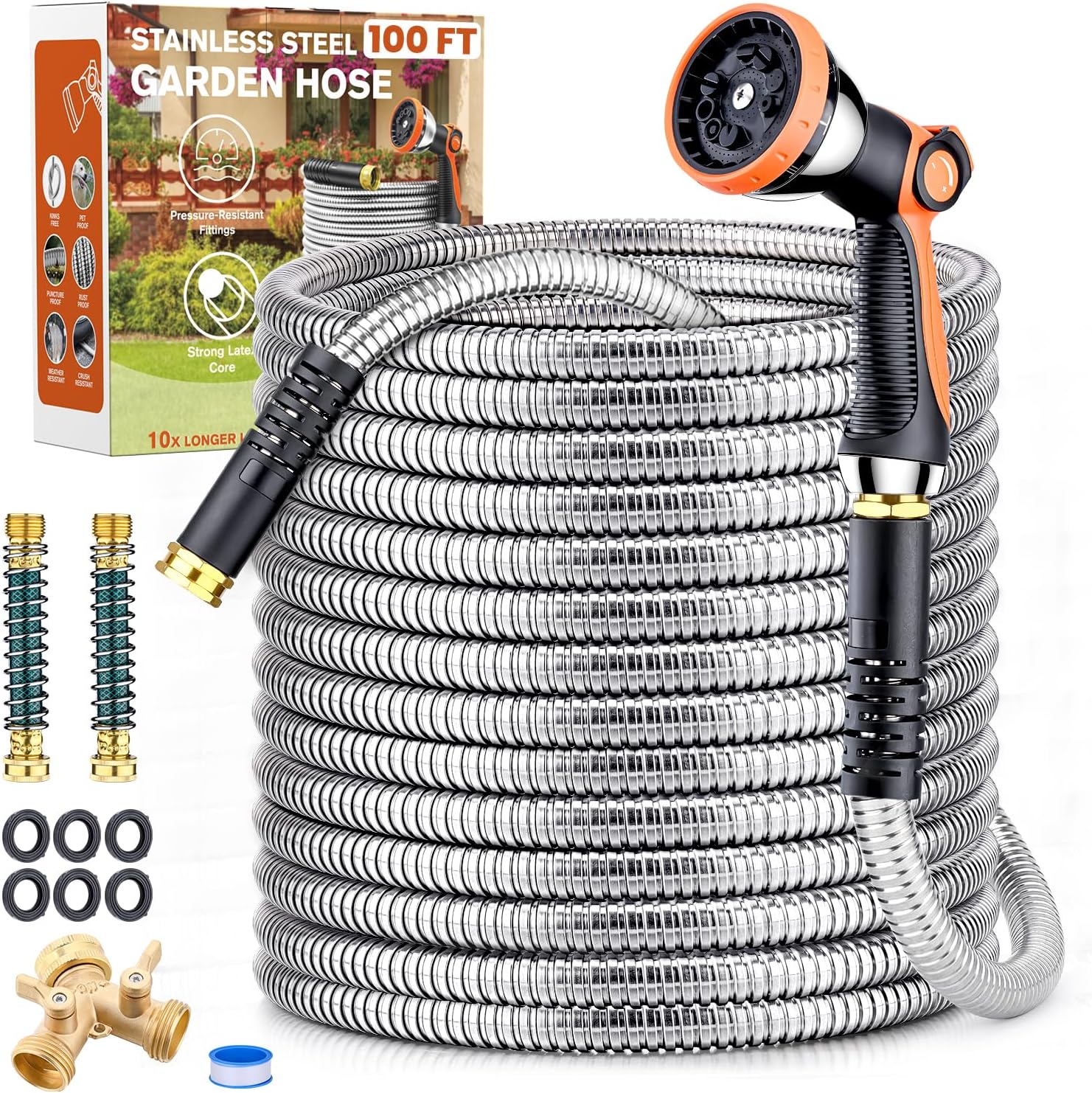 Amazon.com: Giraffe Tools Garden Hose 75ft x 5/8",304 Stainless Steel ...