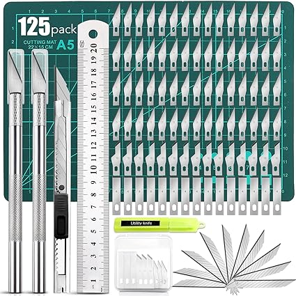 Amazon.com: 125 PCS Precision Hobby Knife Kit,110 PCS Carving Blades ...