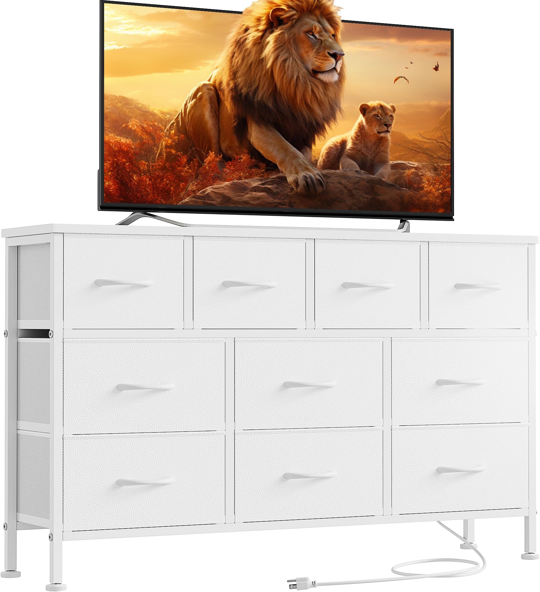 Amazon.com: White Dresser for Bedroom TV Stand, Wide Dresser with 9 ...