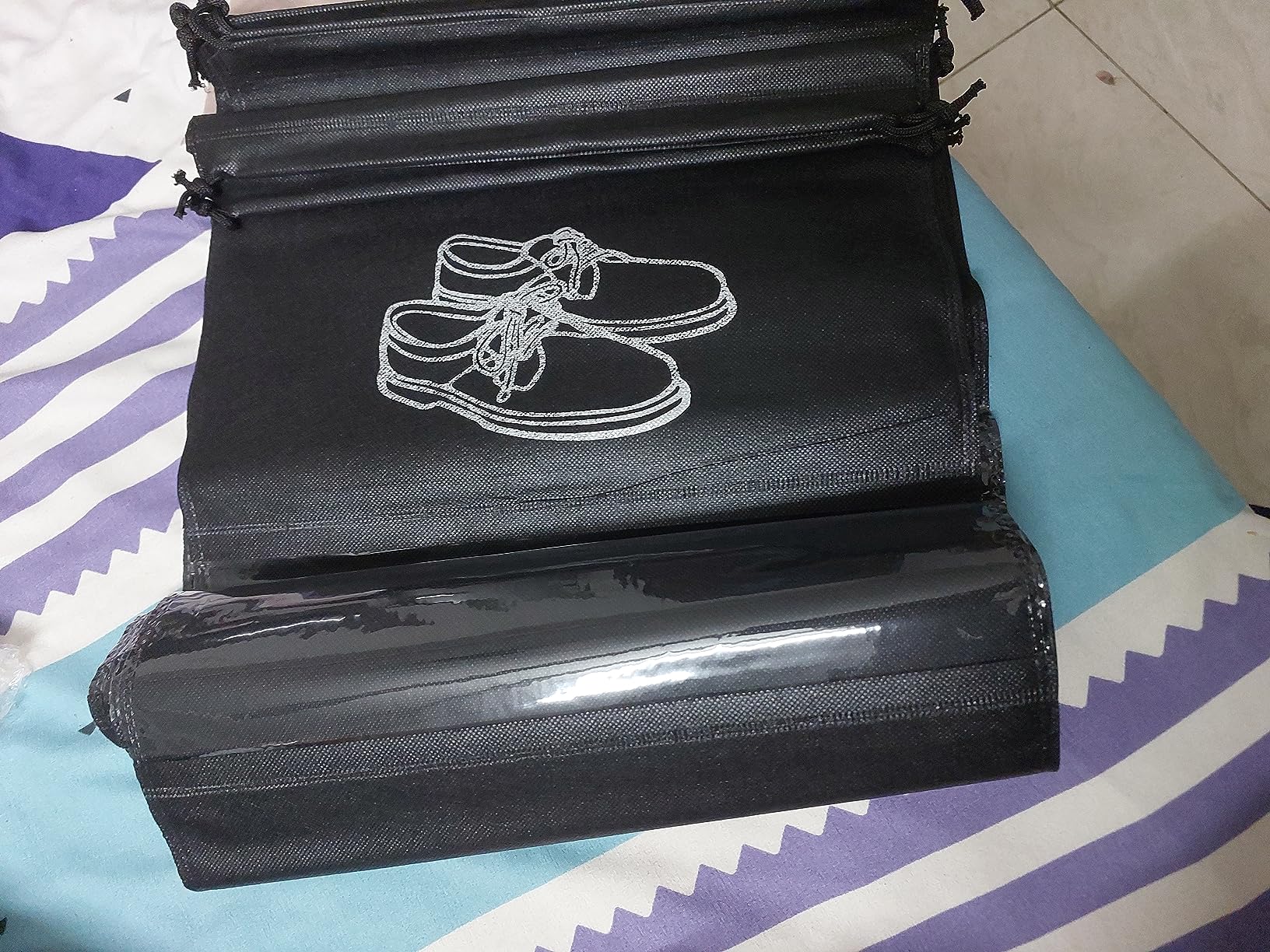 Buy Hian Pack of 6 Grey Shoe Bag Covers with Transparent Windows and ...