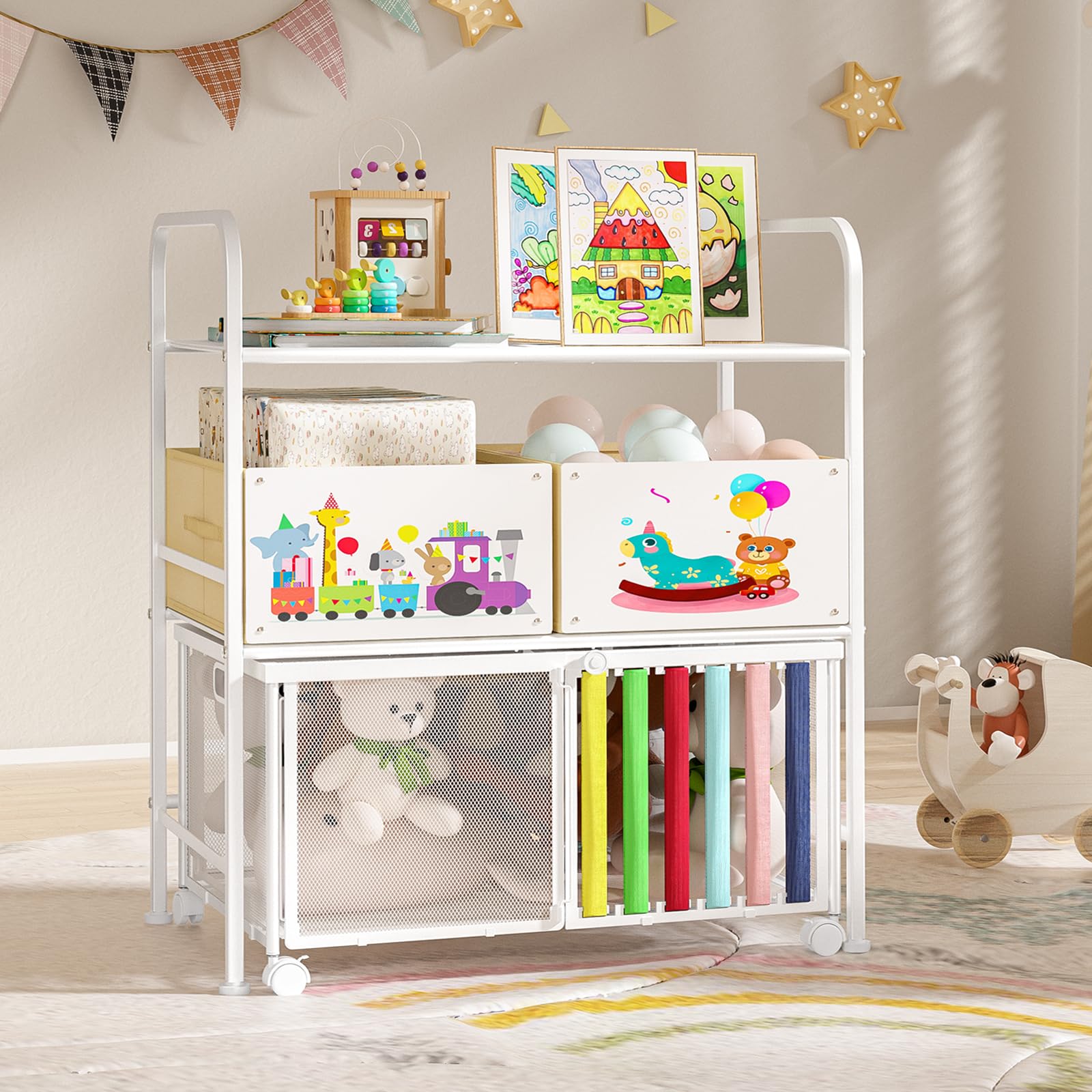 MESHDO Metal Kids Toy Storage Organizer, Boys&Girls Muti-Functional Toy ...