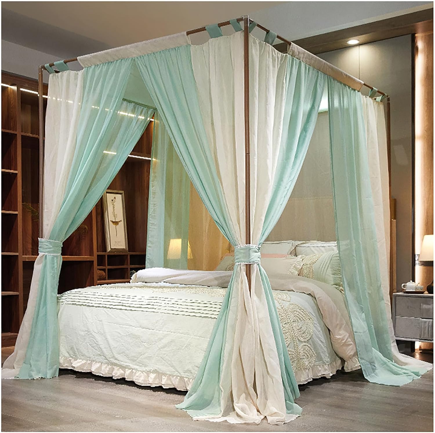 Amazon.com: LONONE Palace Style Bed Netting Canopy Frame Mosquito Net ...