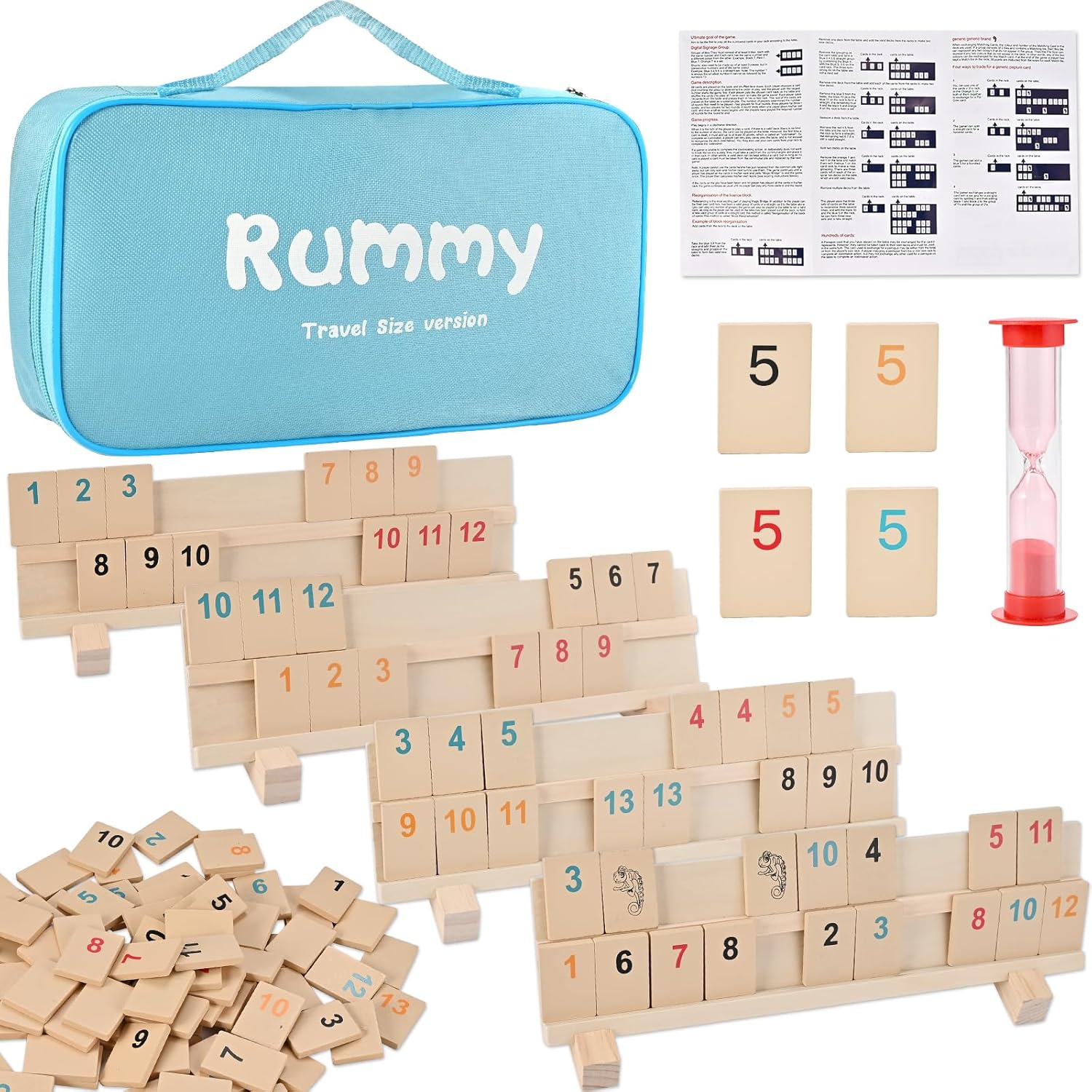 Amazon.com: Wooderma Wooden Rummy Toy Set, Rummy Cube Game with ...