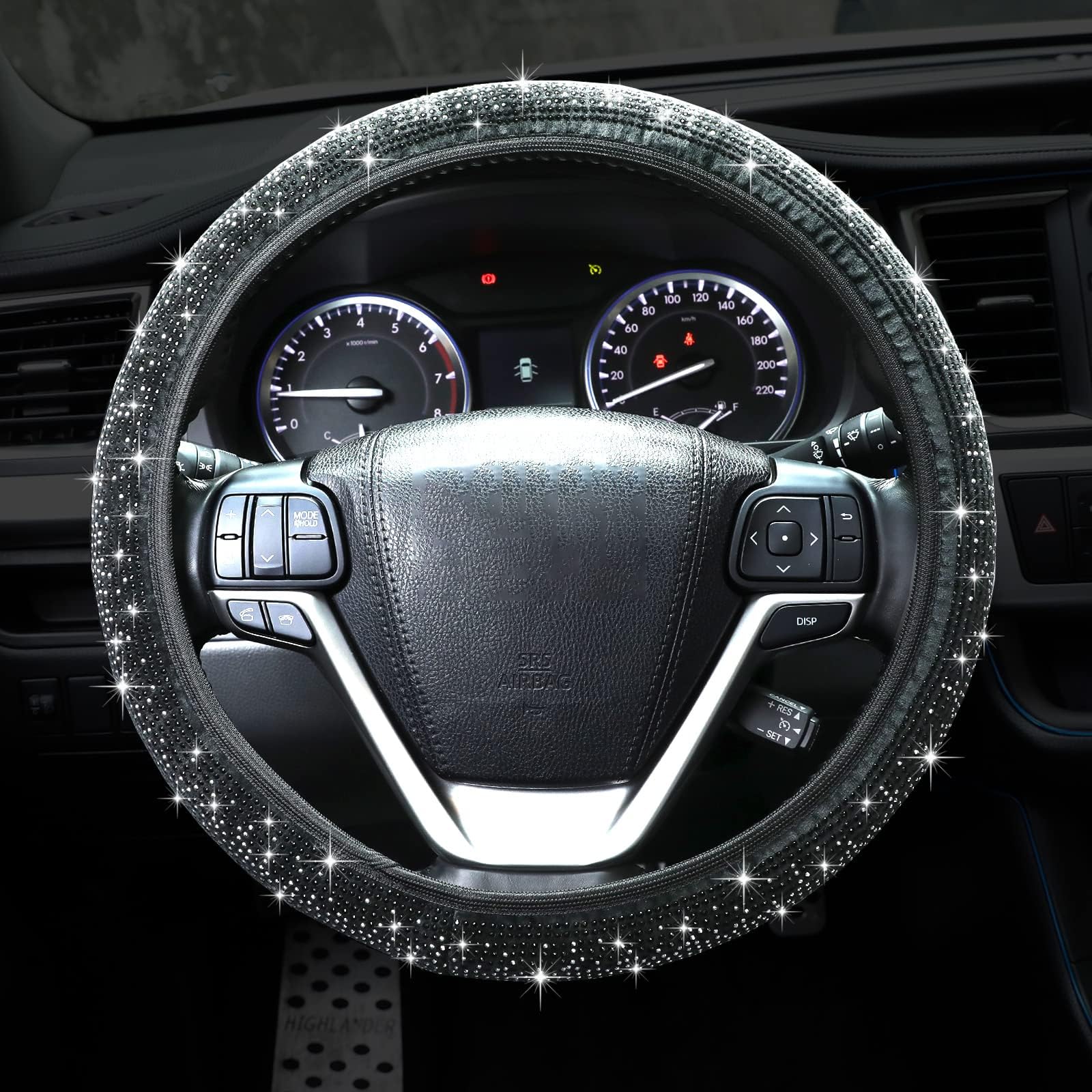 Amazon.com: LETADUTO Bling Steering Wheel Cover, Crystal Rhinestone ...
