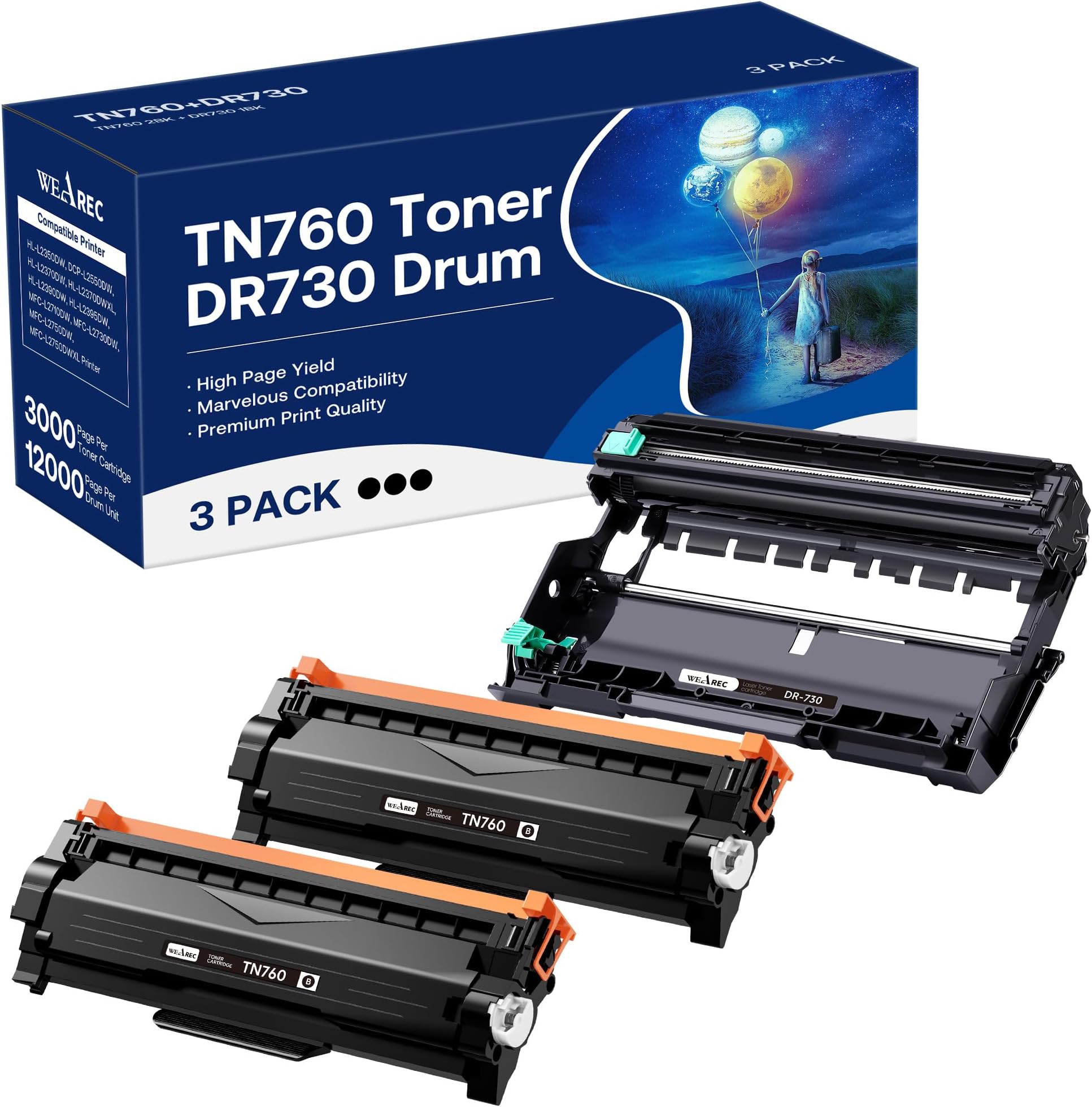 Amazon.com: Brother Genuine TN730 3-Pack Standard Yield Black Toner ...