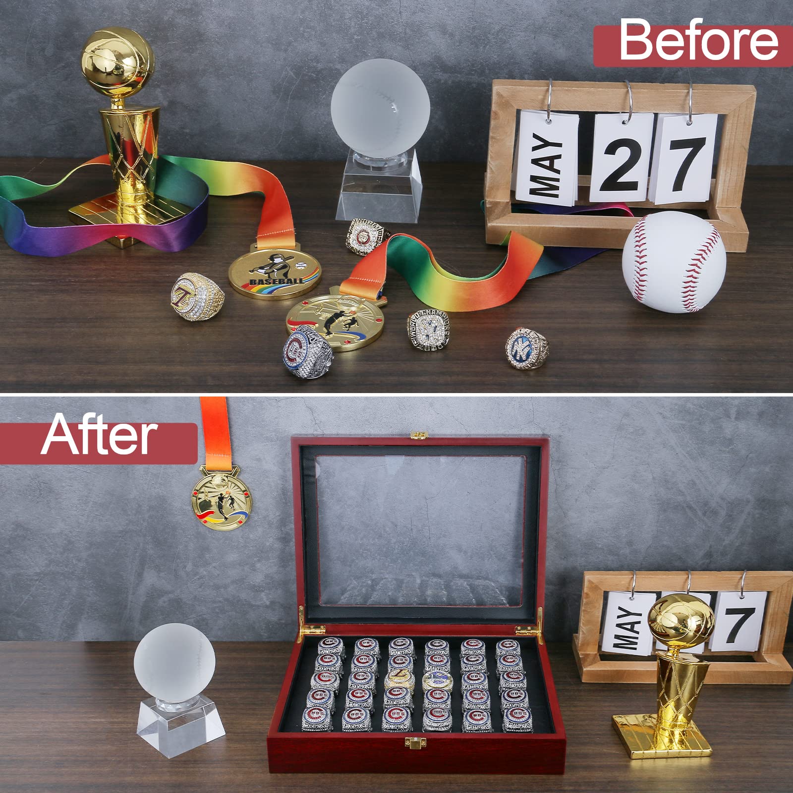 Snapklik.com : Ring Display Case Championship, Sports Baseball Ring ...