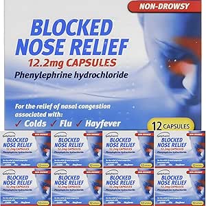 96 x Blocked Nose Relief Capsules - Decongestant for Nasal Congestion ...