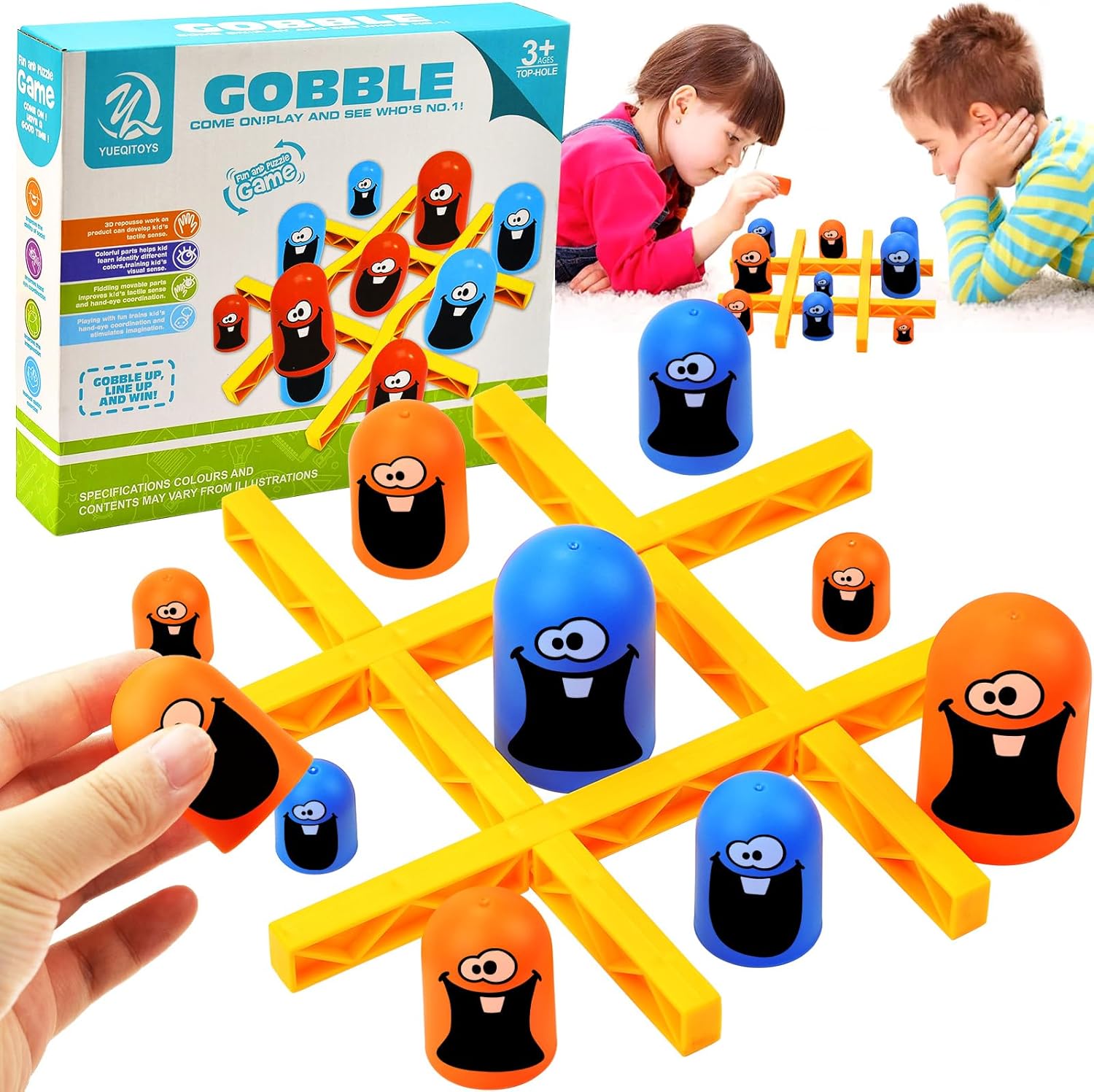 xinrongda Big Eat Small Tic Tac Toe Game, 2 Players Blue Red Gobblet ...
