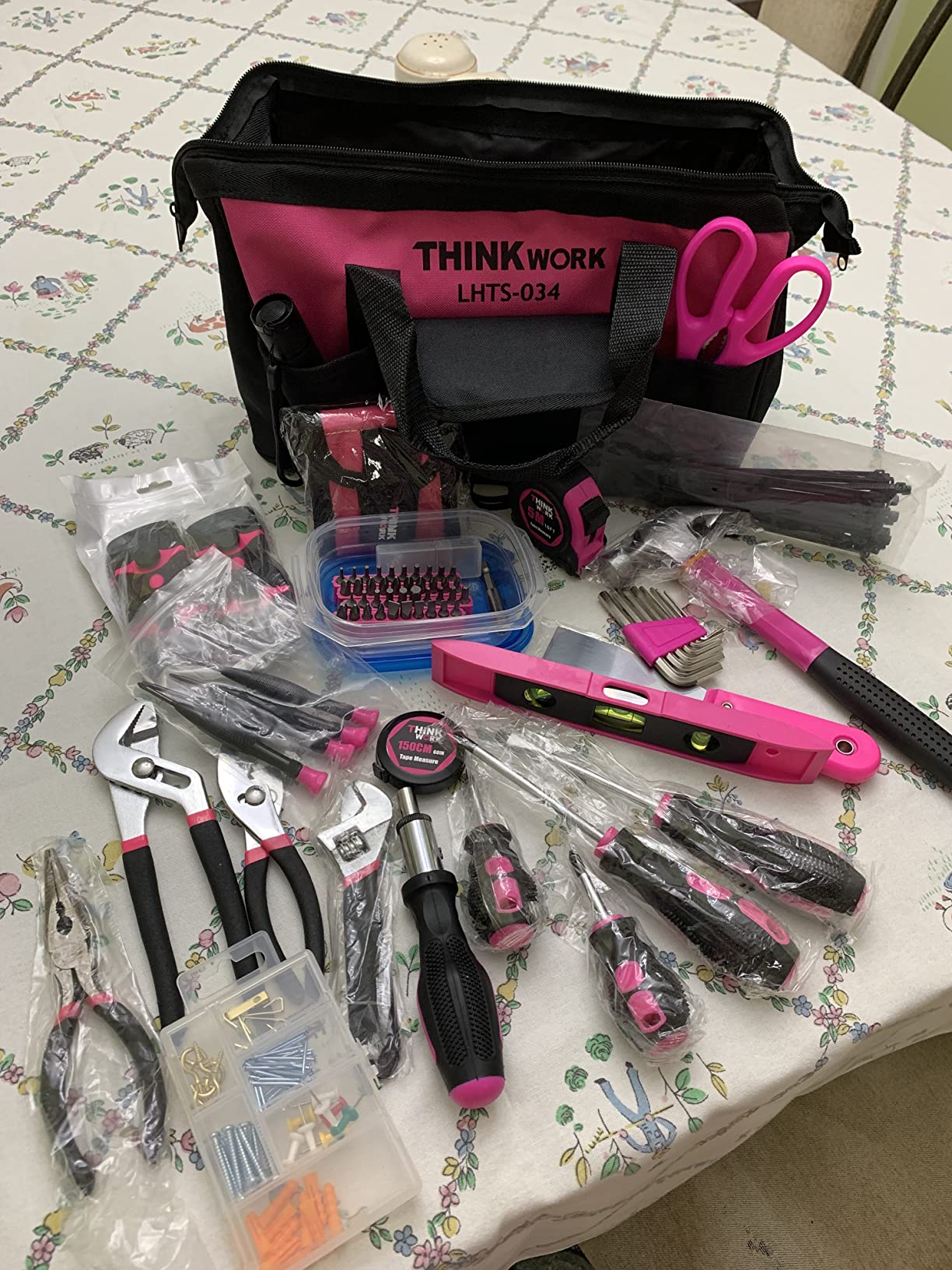 $9/mo - Finance THINKWORK Pink Tool Set - 207 Piece Lady's Portable Home Repairing Tool Kit with ...
