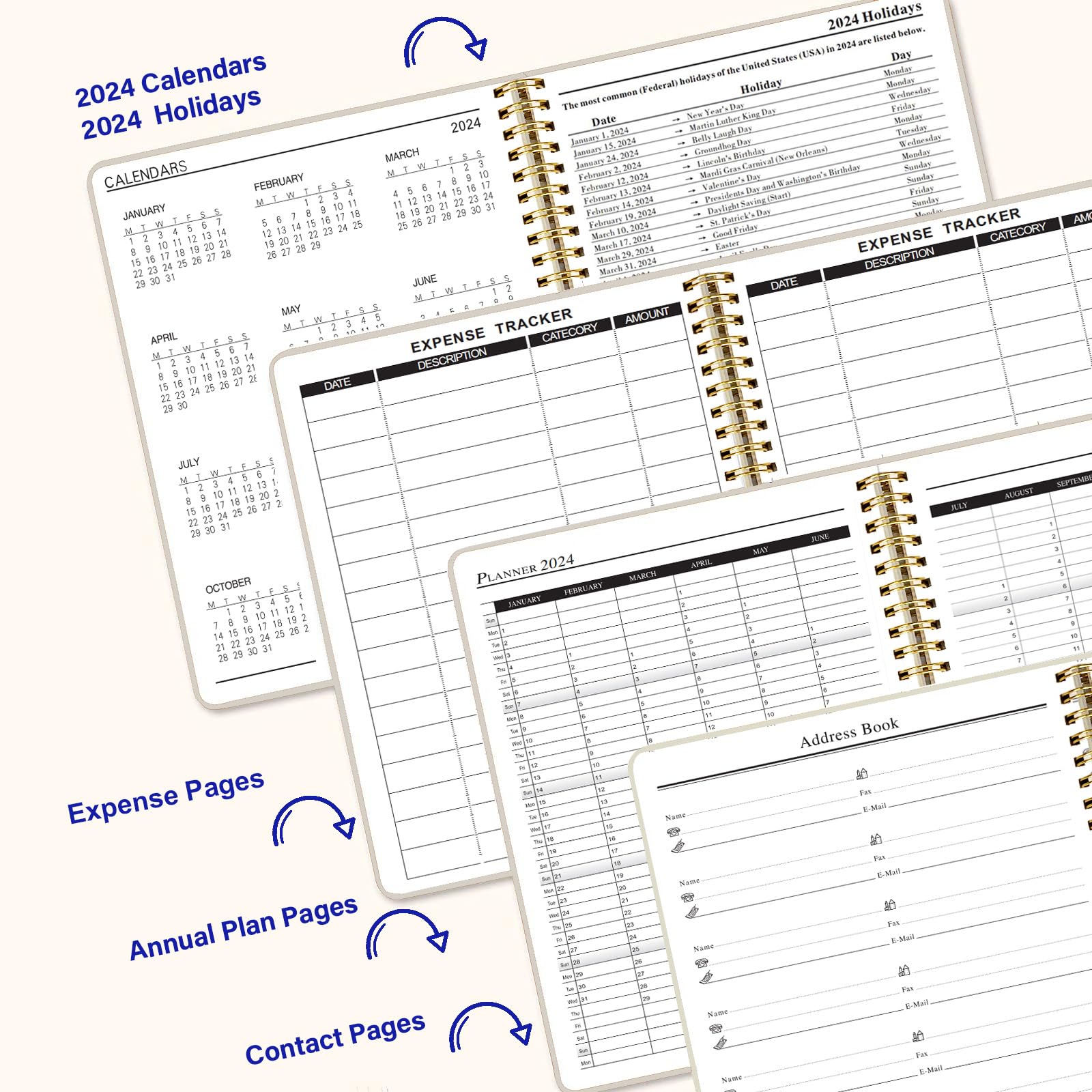 Snapklik.com : 2024 Planner, 2024 Planner Spiral Bound, 2024 Monthly ...