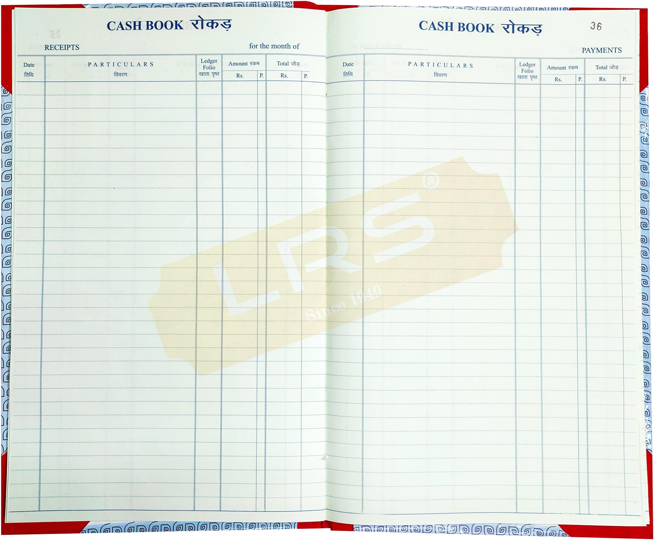 LRS Cash Book Register Size - 32 x 20 cm - Hard Bound - 70 GSM Ledger ...